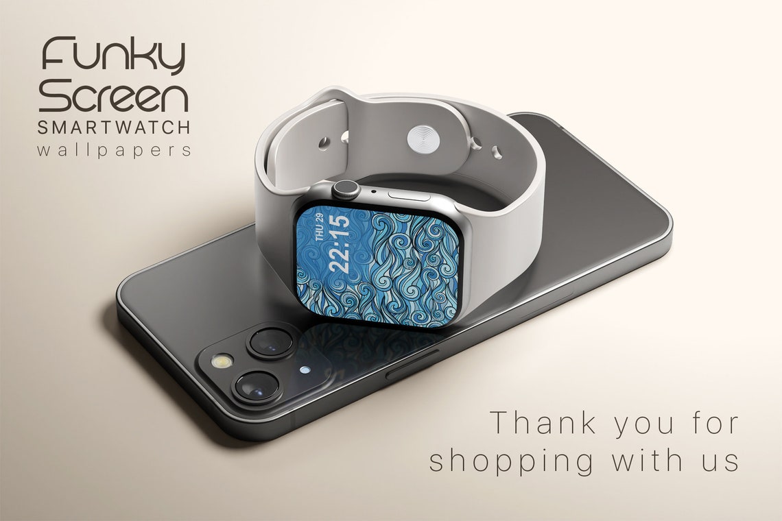 Waves Smartwatch Wallpaper Blue Swirl Apple Watch Face Art Design ...