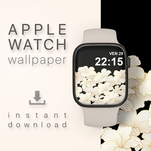 White Flowers Apple Watch Design, Elegant Gold Wallpaper, Apple Watch ...