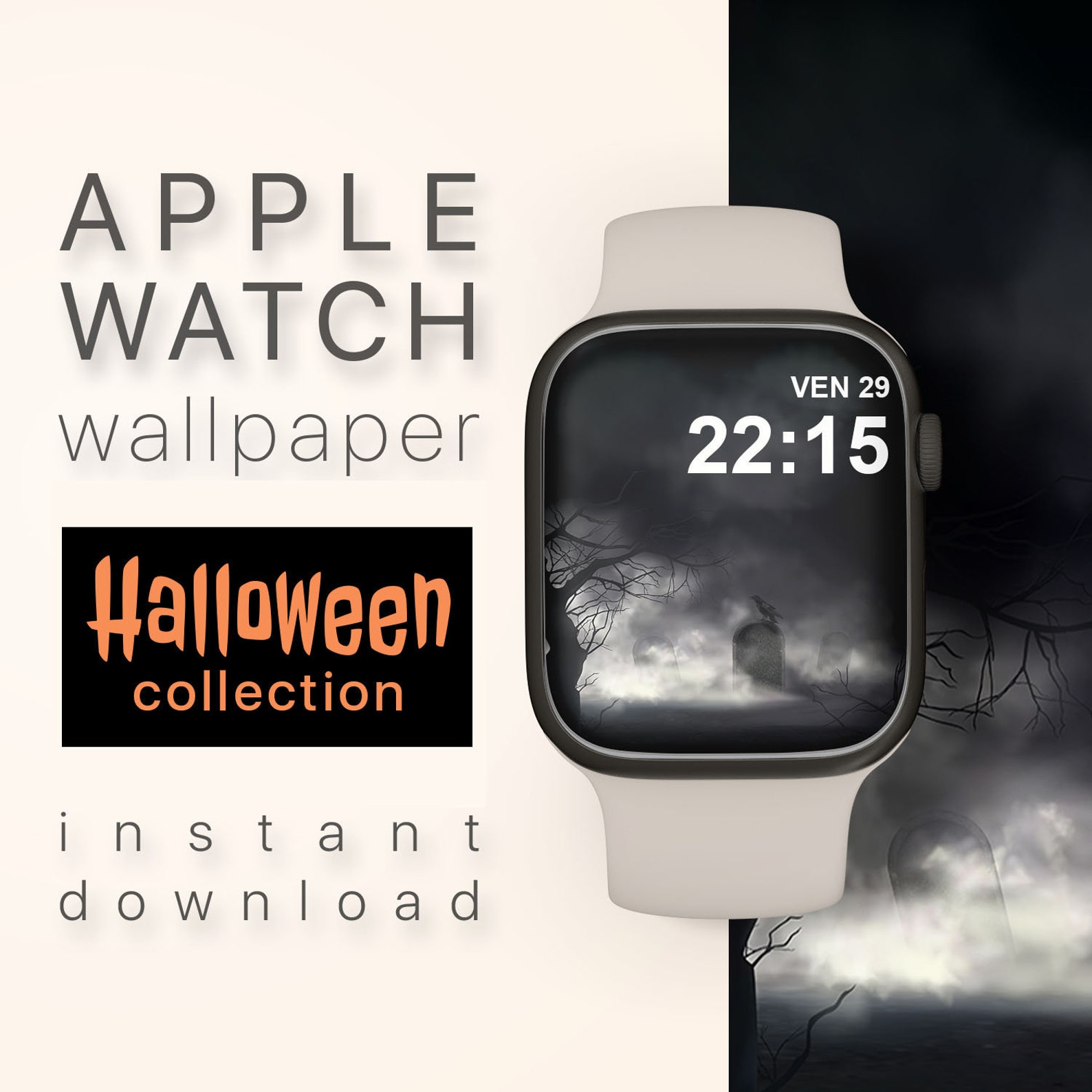 Halloween Apple Watch Face Spooky Graveyard Apple Watch Wallpaper ...
