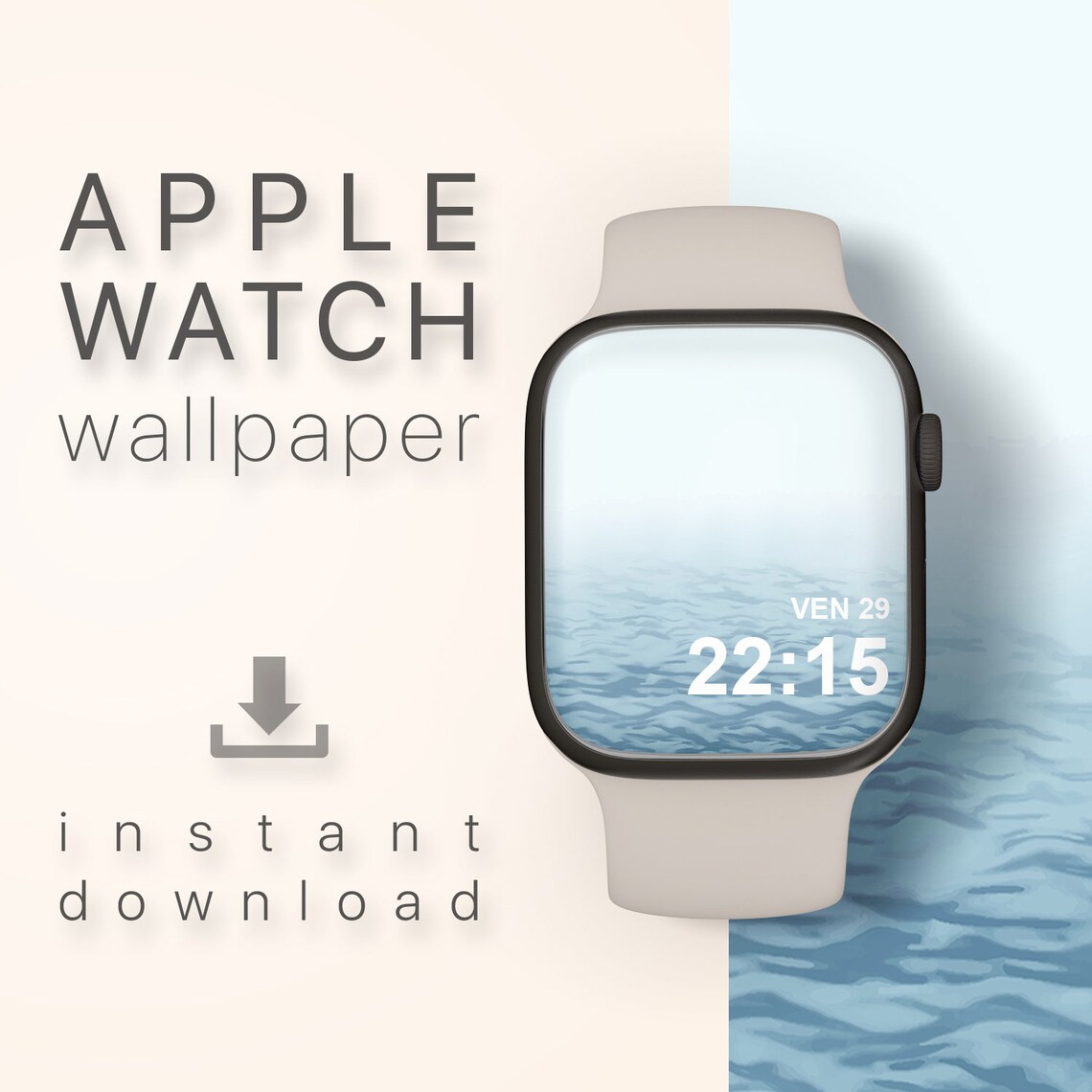 Blue Apple Watch Wallpaper Misty Sea Waves Watch Background - Etsy