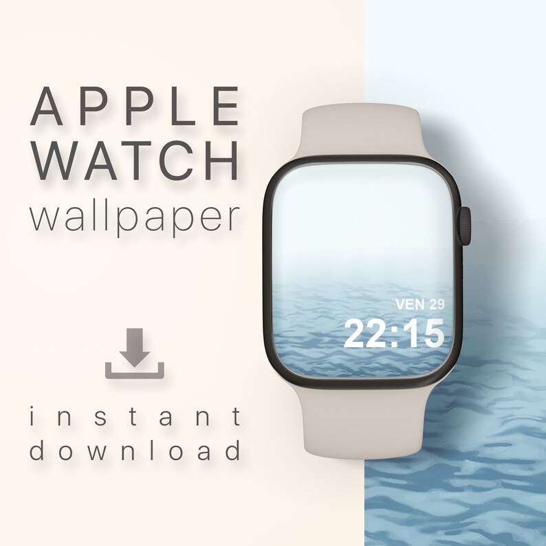 Blue Apple Watch Wallpaper Misty Sea Waves Watch Background Neutral ...