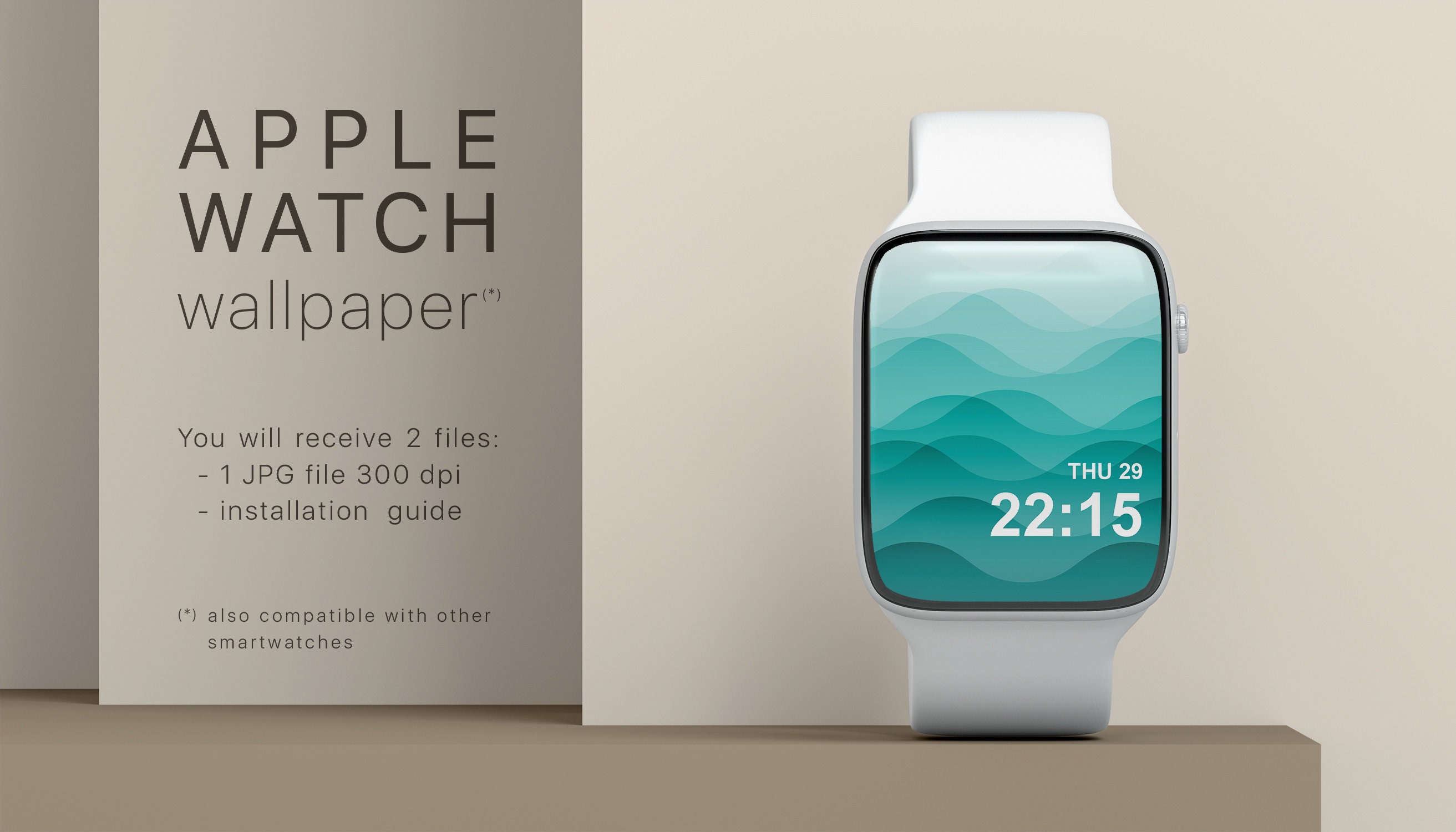 Teal Digital Art for Apple Watch Face Smartwatch Wallpaper Waves Art ...
