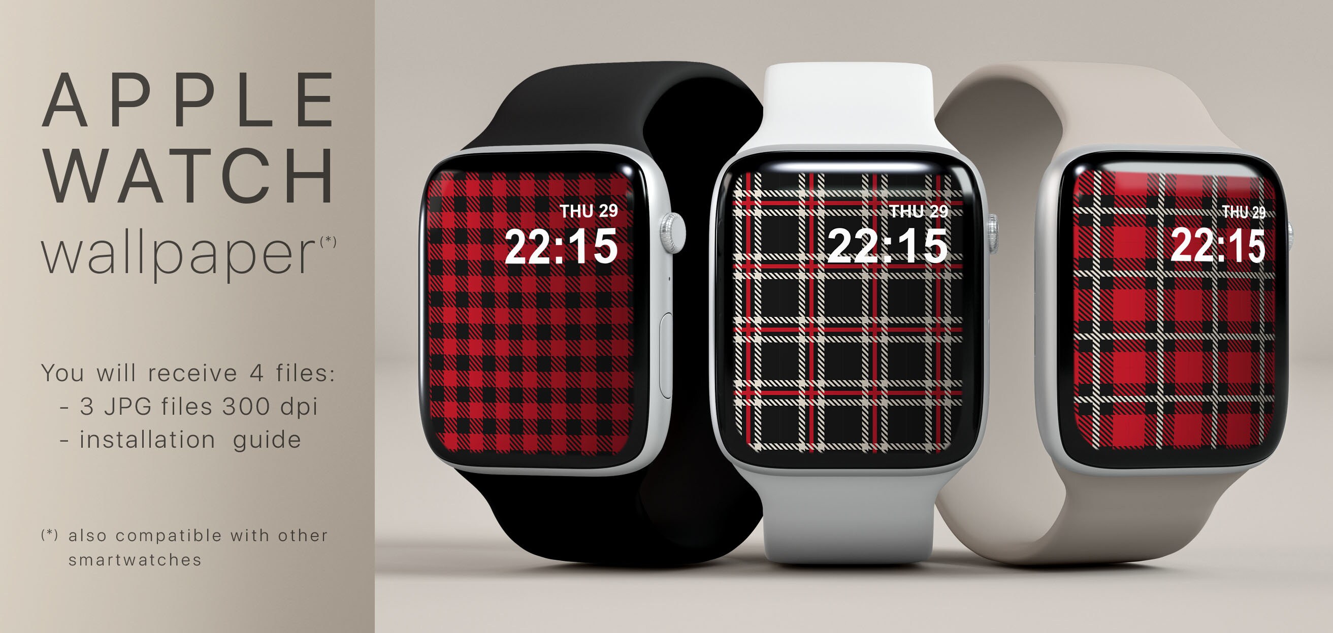 Red Buffalo Plaid Watch Face Bundle Apple Watch Wallpaper Red - Etsy