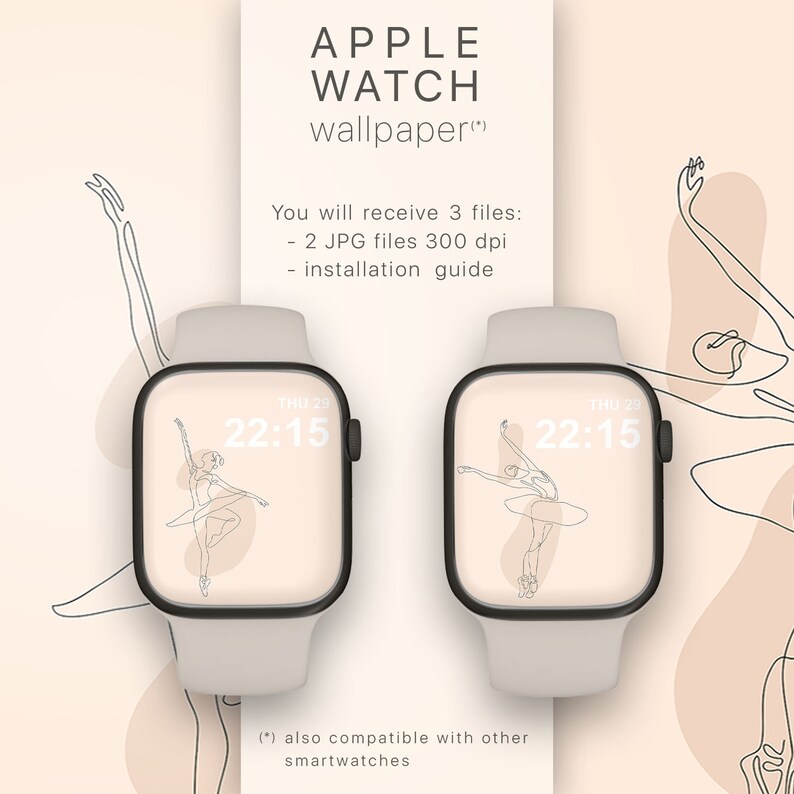 Ballerina Line Art Watch Wallpaper Apple Watch Face Ballet Dance ...