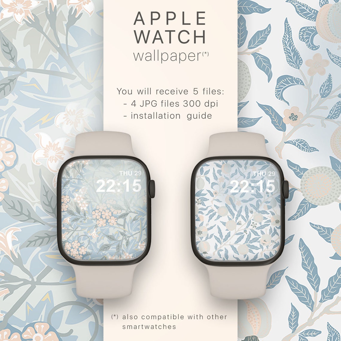Neutral Floral Watch Wallpapers Bundle Iwatch Face Cover Set - Etsy