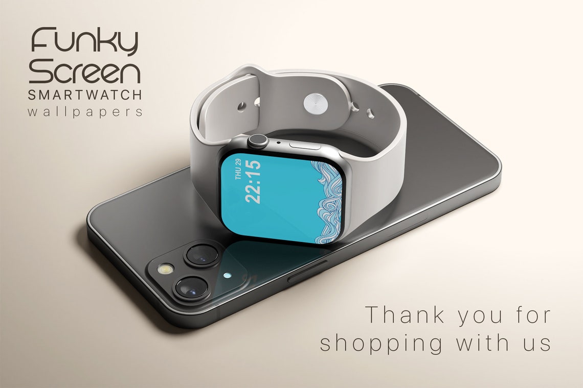 Modern Apple Watch Smartwatch Wallpaper Blue Apple Watch Face - Etsy