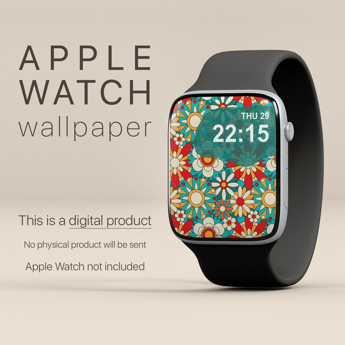 Retro Flowers Iwatch Face Design Apple Watch Wallpaper Groovy - Etsy