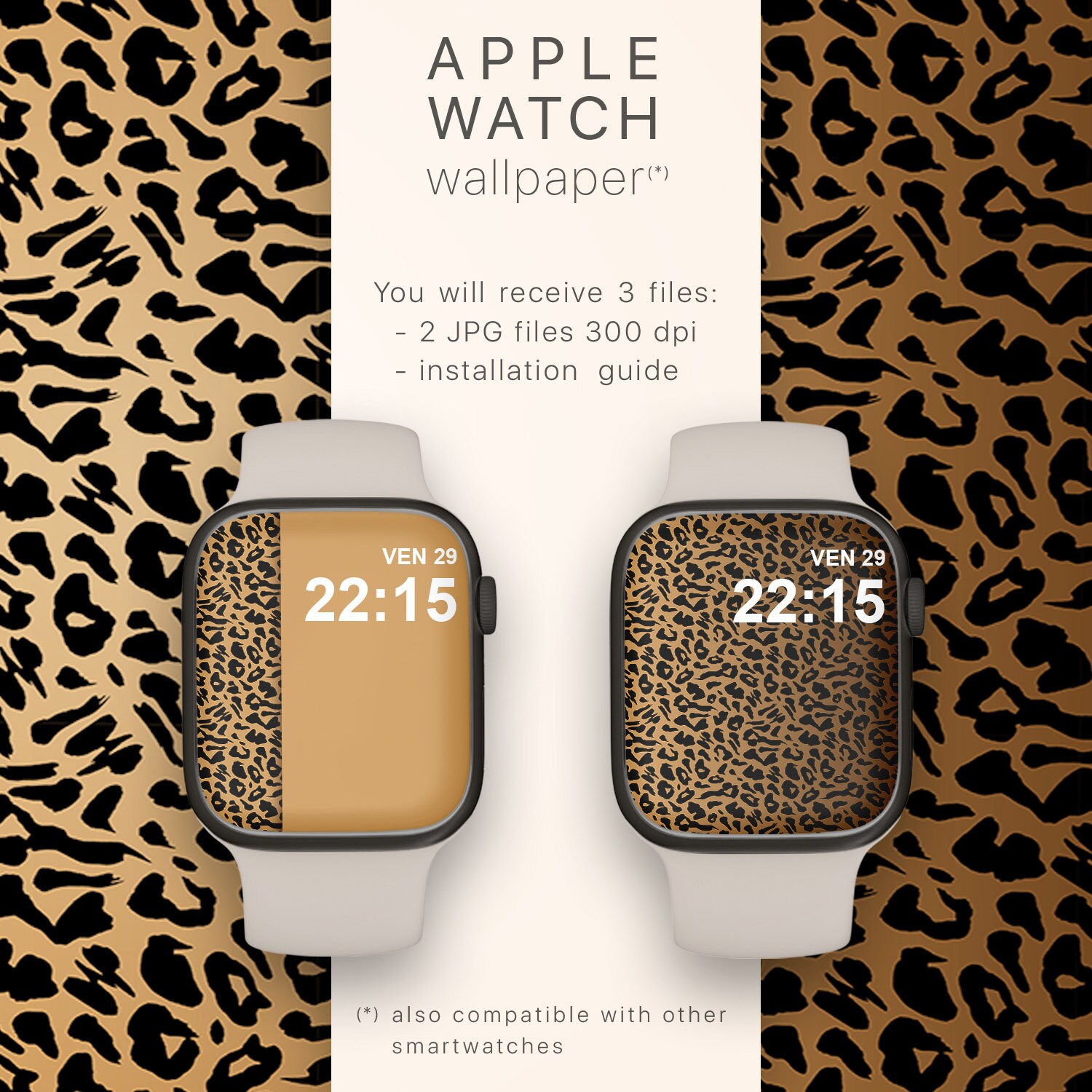 Apple Watch Wallpaper Leopard Face Apple Watch Accessories - Etsy