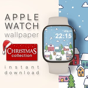 Cute Winter Apple Watch Face, Christmas Village Apple Watch Wallpaper ...