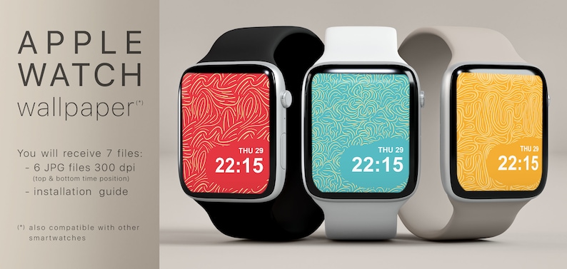 Colorful Apple Watch Wallpaper Set of 3 Apple Watch Face Bundle, Red ...