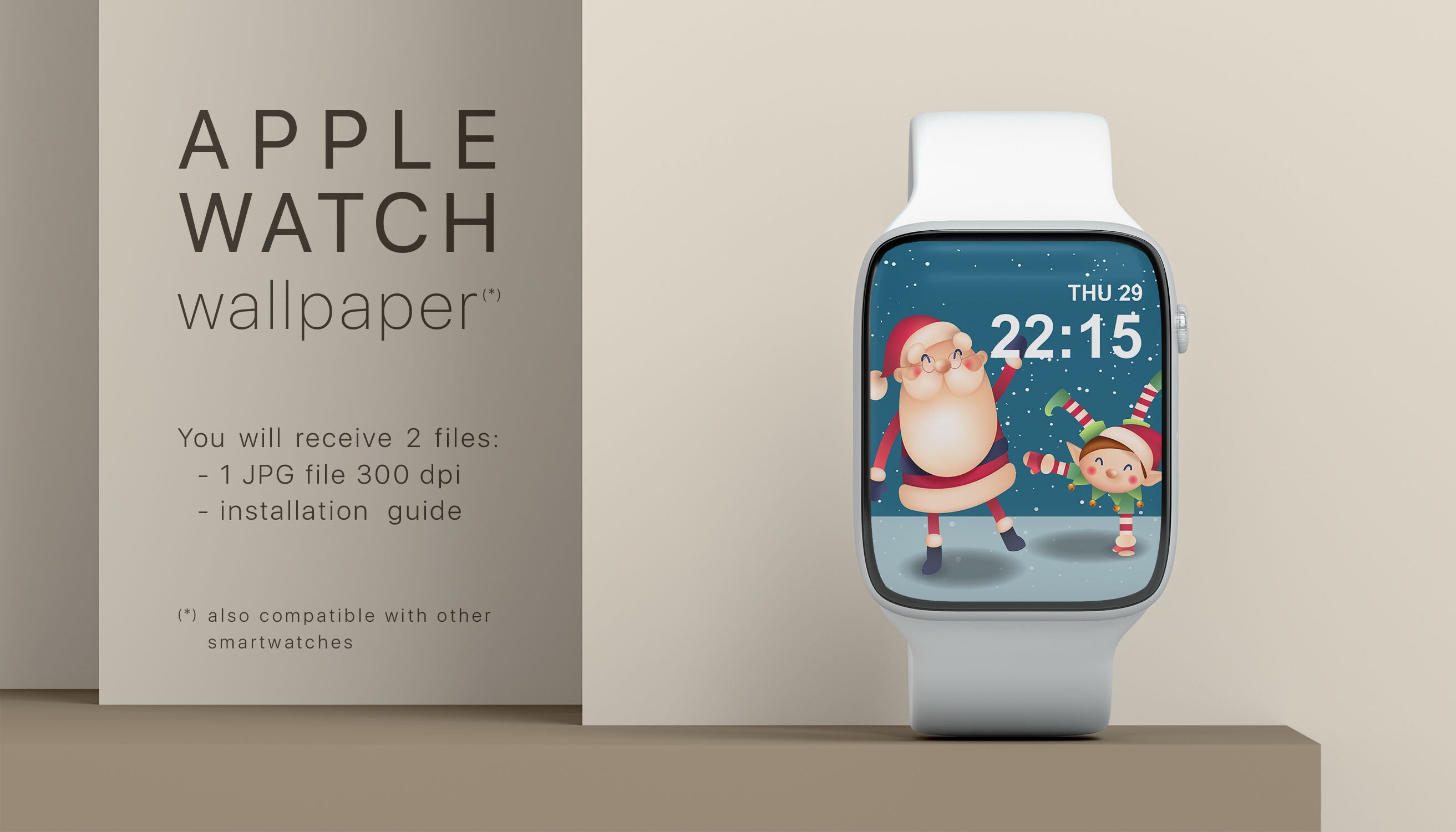 Apple Watch Wallpaper Cute Santa and Elf, Xmas Apple Watch Face, Merry ...