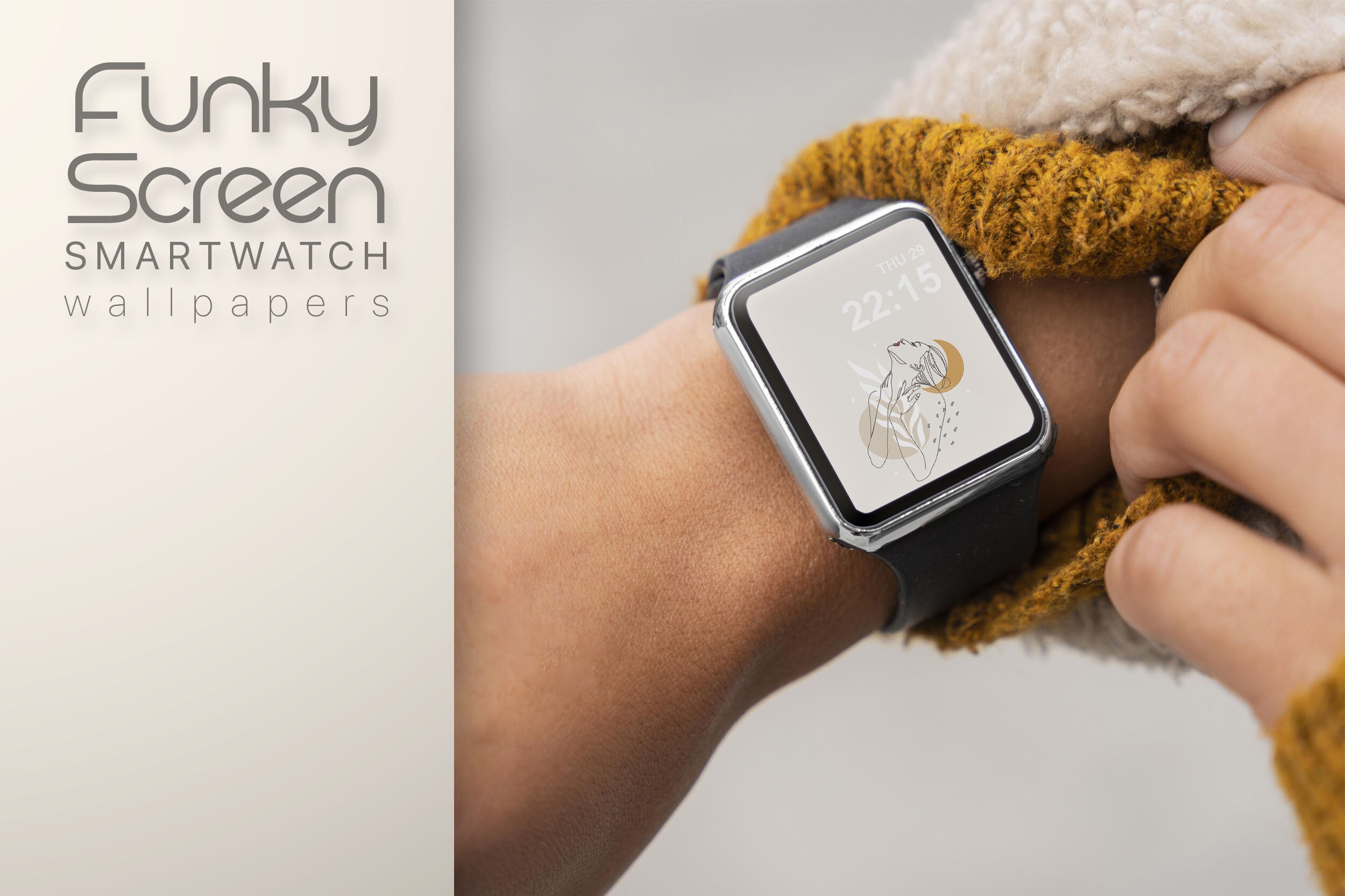 Set of 2 Woman Apple Watch Faces Beige Boho Smartwatch Wallpapers Woman ...