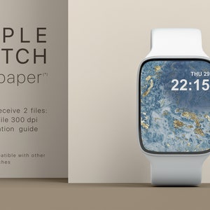 Elegant Apple Watch Face Wallpaper Blue Gold Marble Texture Smartwatch ...