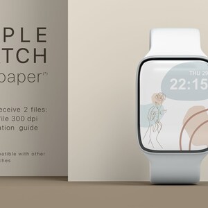 Minimal Line Art Apple Watch Face, Apple Watch Wallpaper Flower Pastel ...