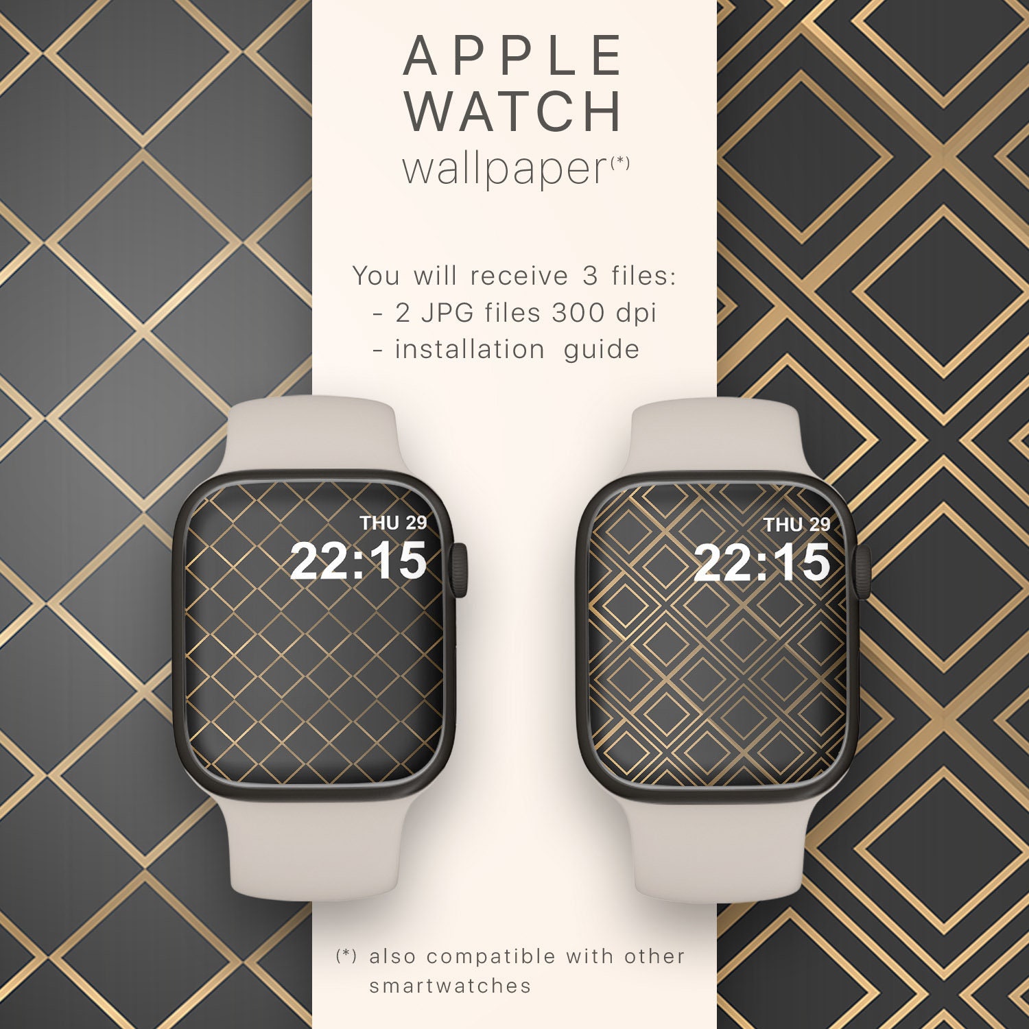 Geometric Apple Watch Face Design Art Deco 2 Smart Watch Wallpapers ...