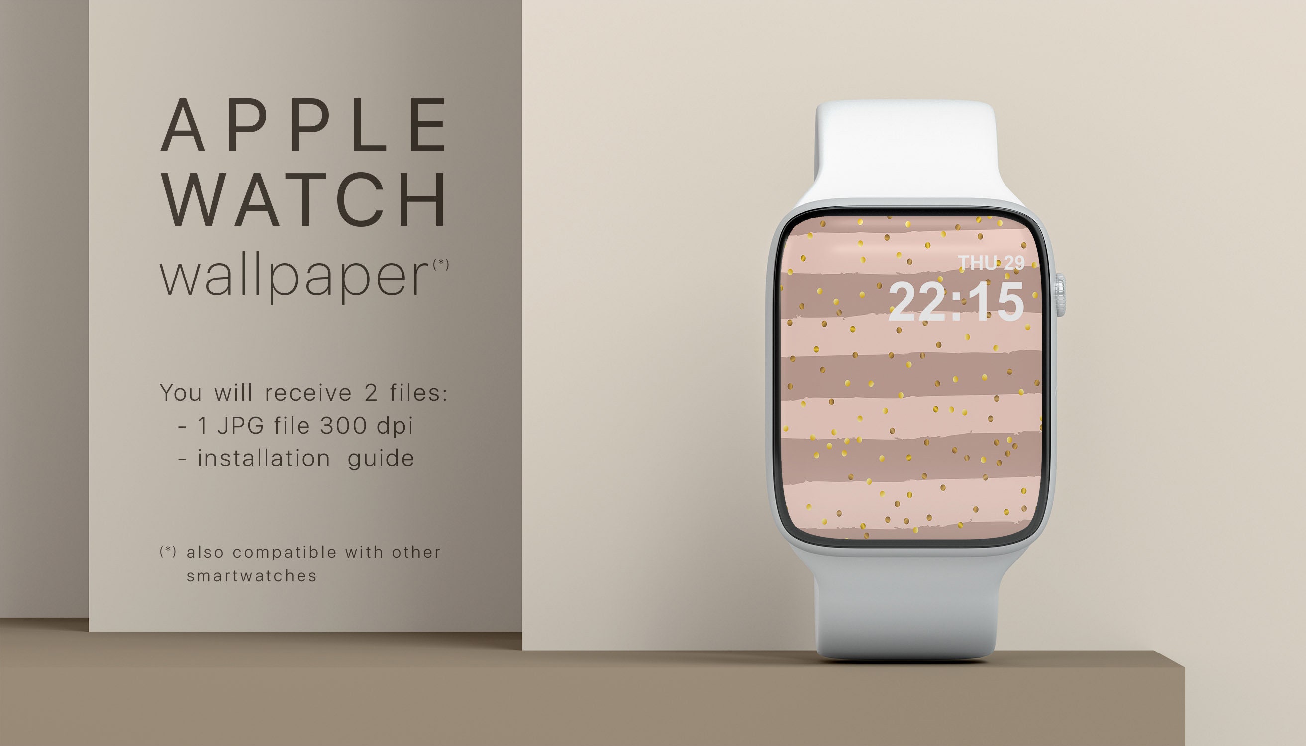 Rose Gold Smartwatch Face Wallpaper Apple Watch Face Gold - Etsy