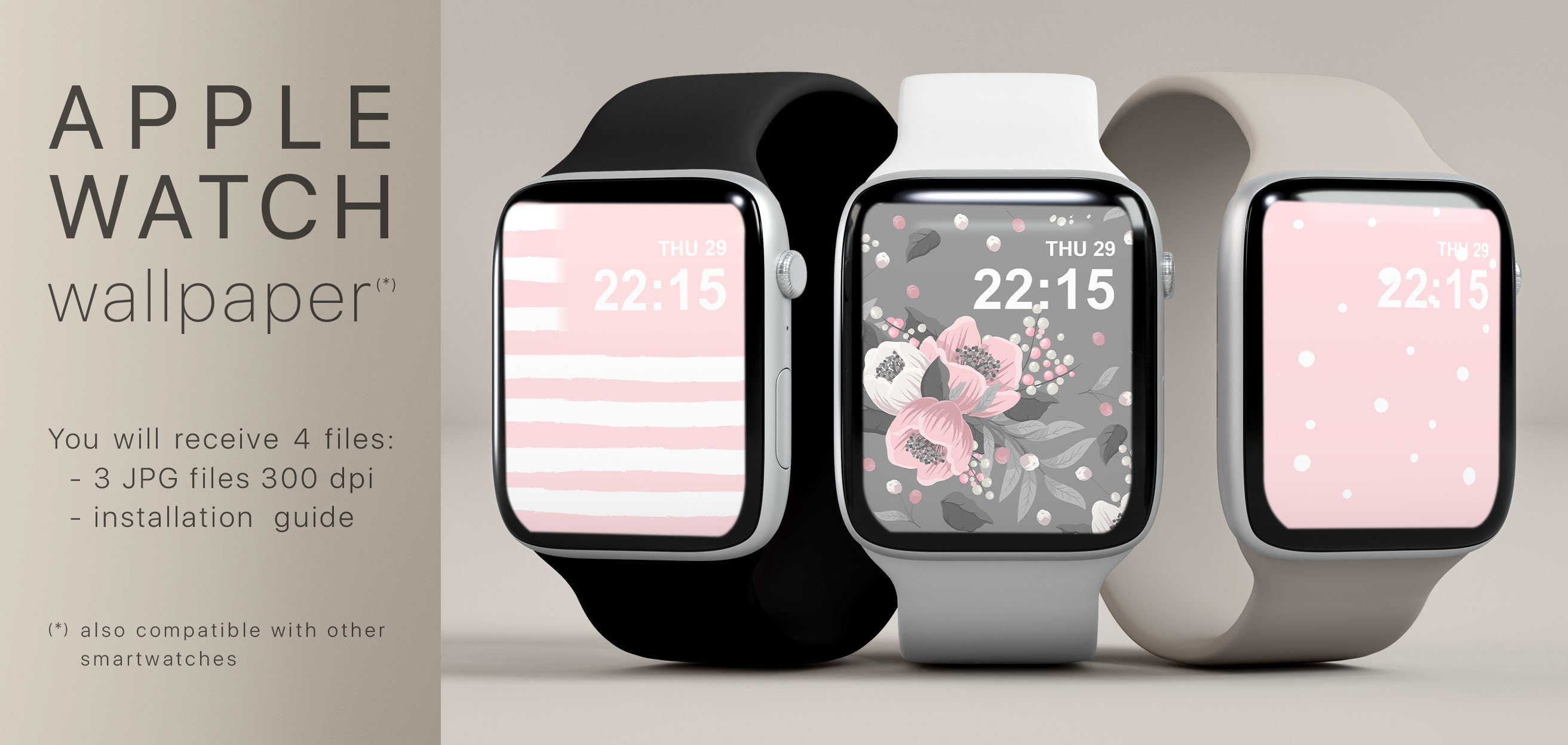 Iwatch Screen Wallpaper Apple Watch Wallpaper Cute Floral - Etsy