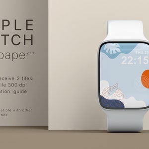 Boho Abstract Aesthetic Apple Watch Wallpaper Monstera Line Art Apple ...