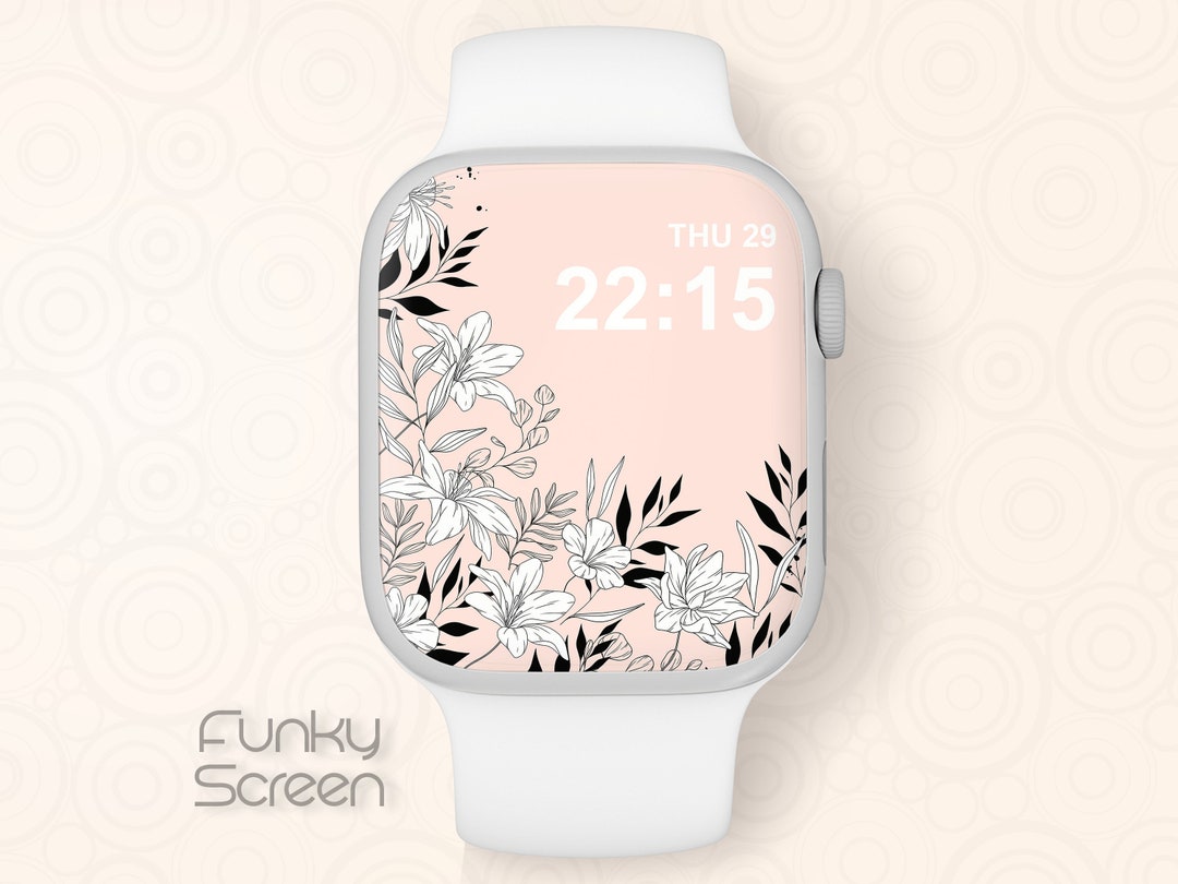 Pink Apple Watch Face Wallpaper Floral Girl Smartwatch Wallpaper Black ...