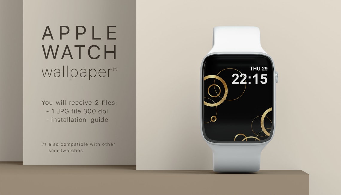 Apple Watch Wallpaper Shiny Golden Circles Iwatch Face Black - Etsy