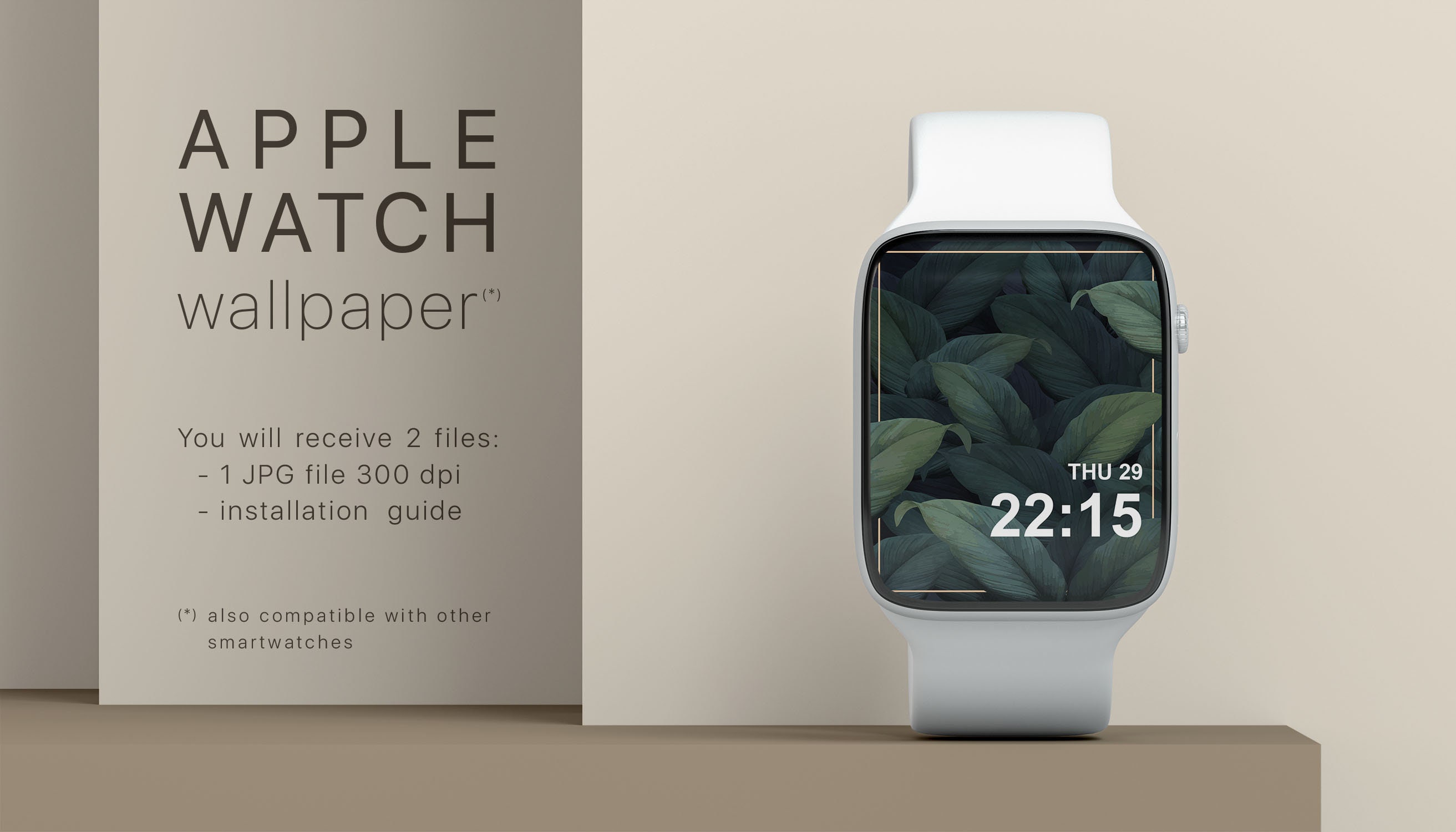 Tropical Leaves Apple Watch Wallpaper: Green Botanical Foliage (digital ...