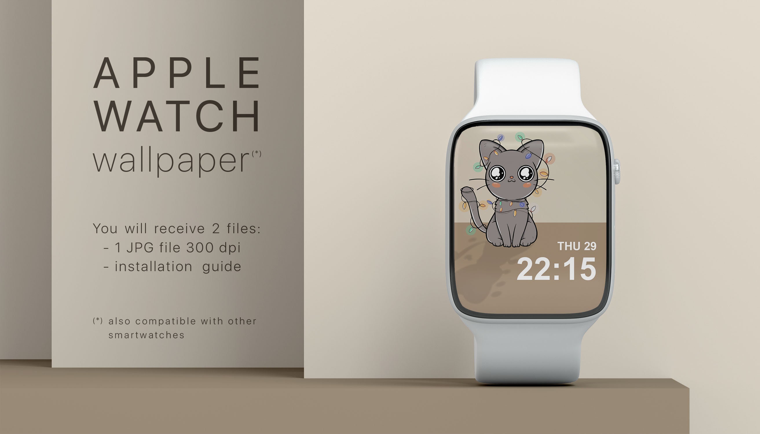 Christmas Lights Watch Face Cute Cat Smart Watch Screen - Etsy