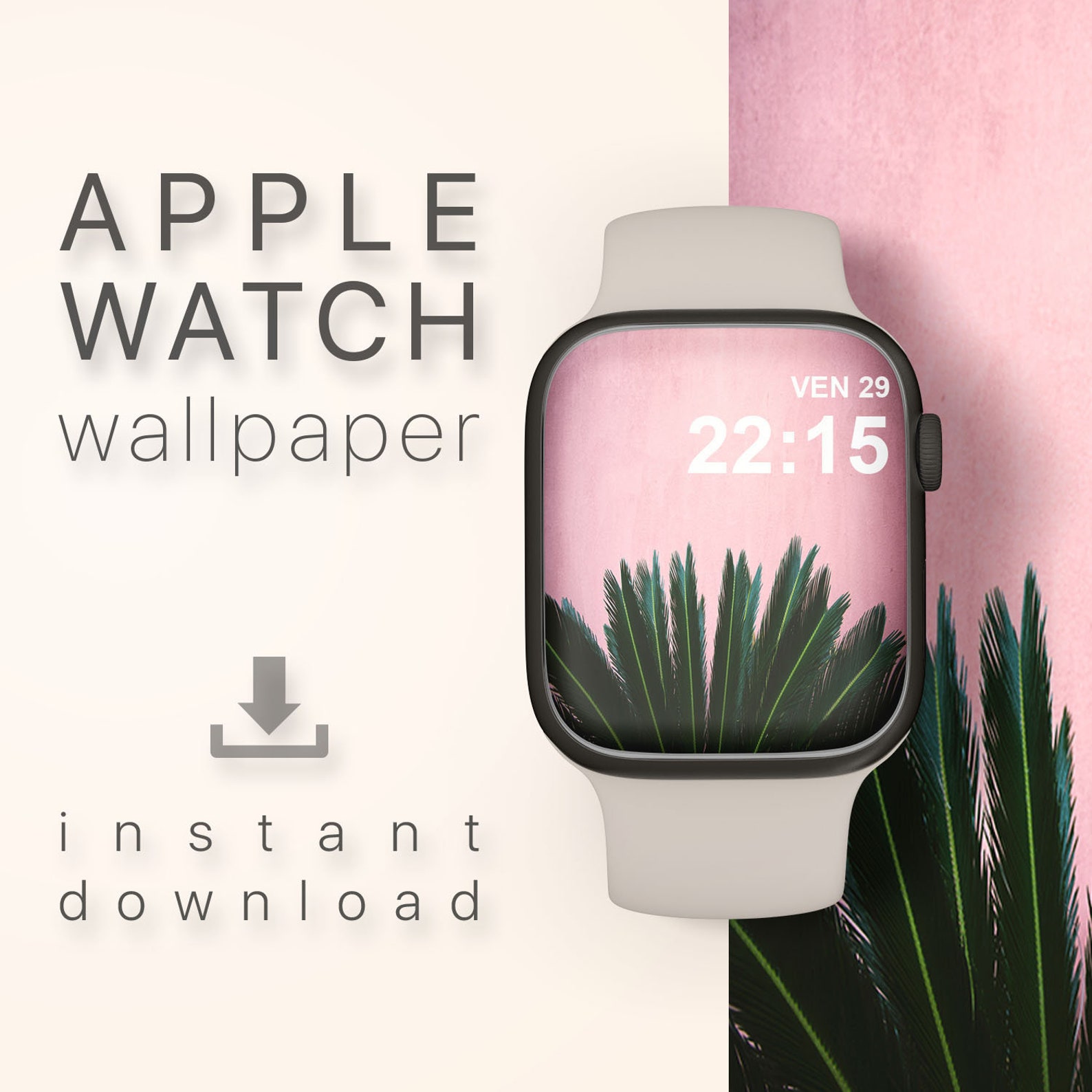 Pink Apple Watch Wallpaper, Palm Tree Leave Apple Watch Face, Pink ...