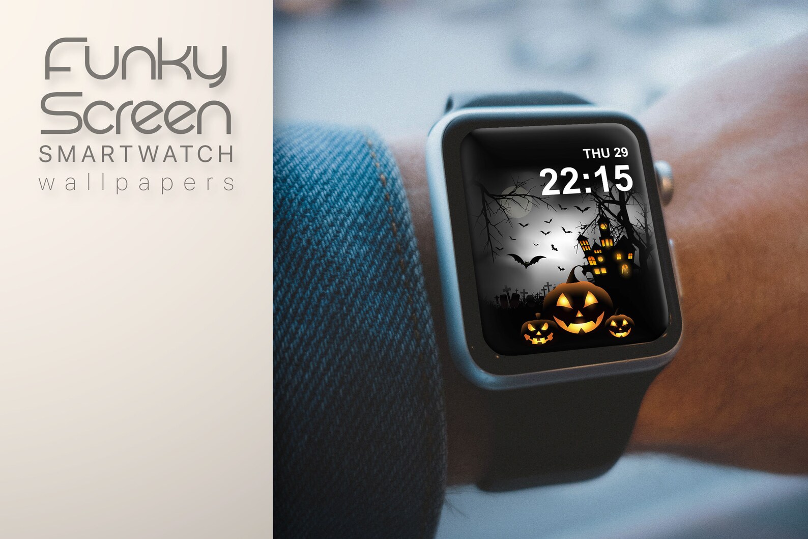 Halloween Watch Face Wallpaper Haunted Cemetery Apple Watch Wallpaper ...