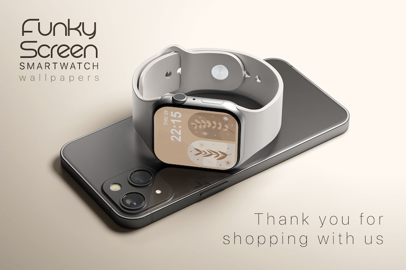 Beige Aesthetic Apple Watch Faces Botanical Wallpaper Apple - Etsy