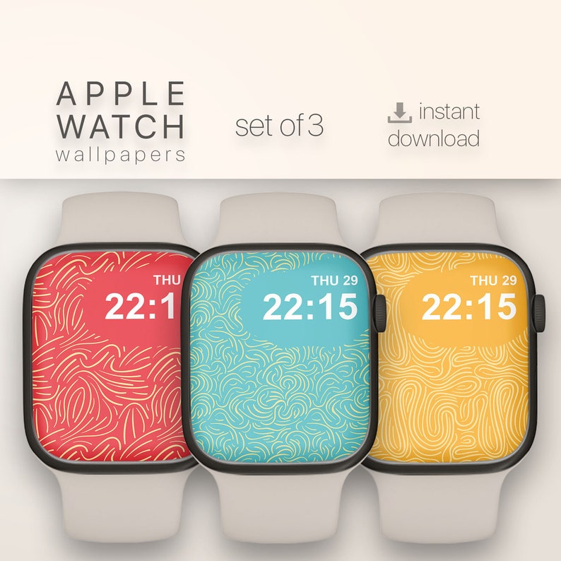 Colorful Apple Watch Wallpaper Set of 3 Apple Watch Face Bundle, Red ...