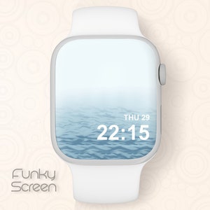 Blue Apple Watch Wallpaper Misty Sea Waves Watch Background Neutral ...