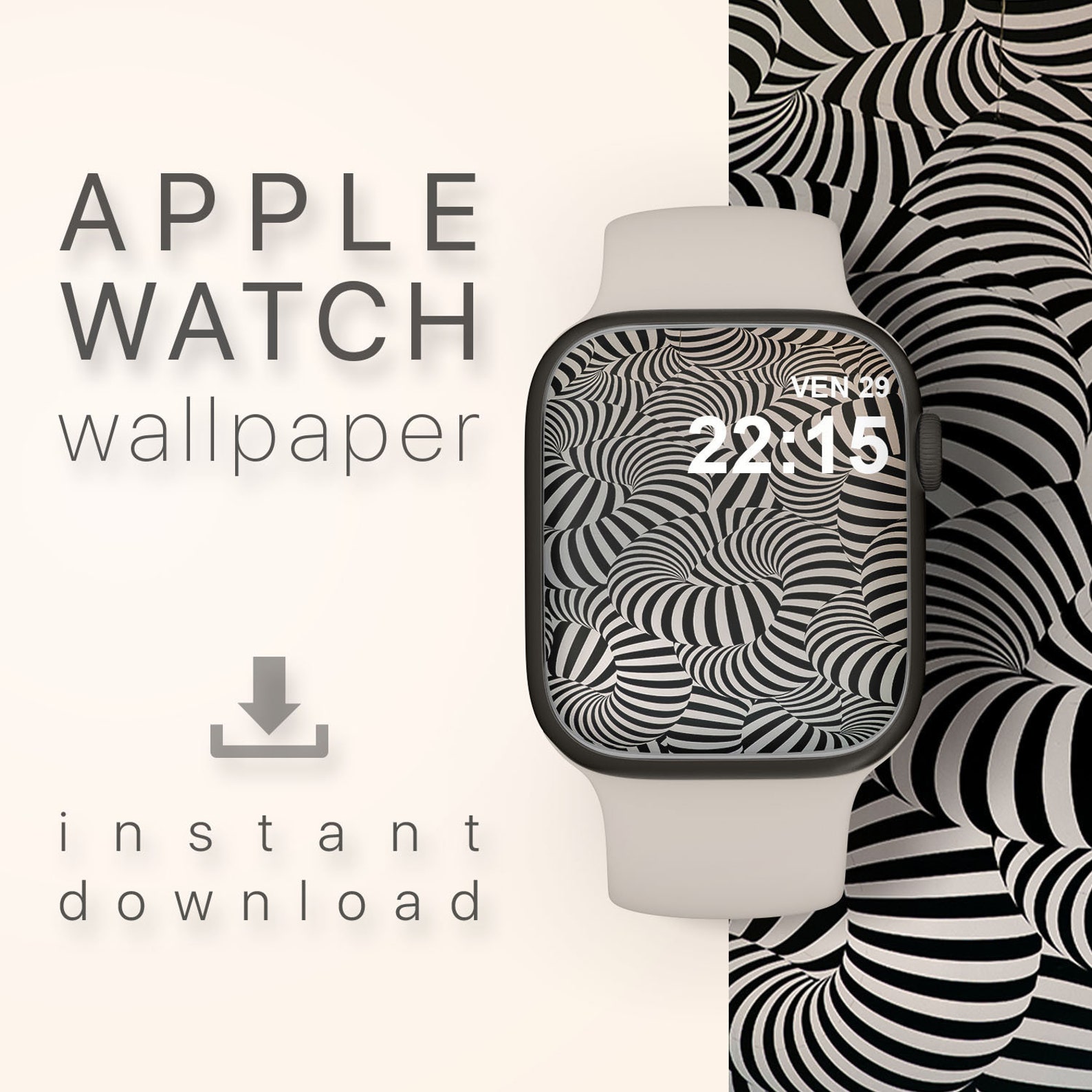 Optical Illusion Smartwatch Wallpaper Psychedelic Black and White Apple ...