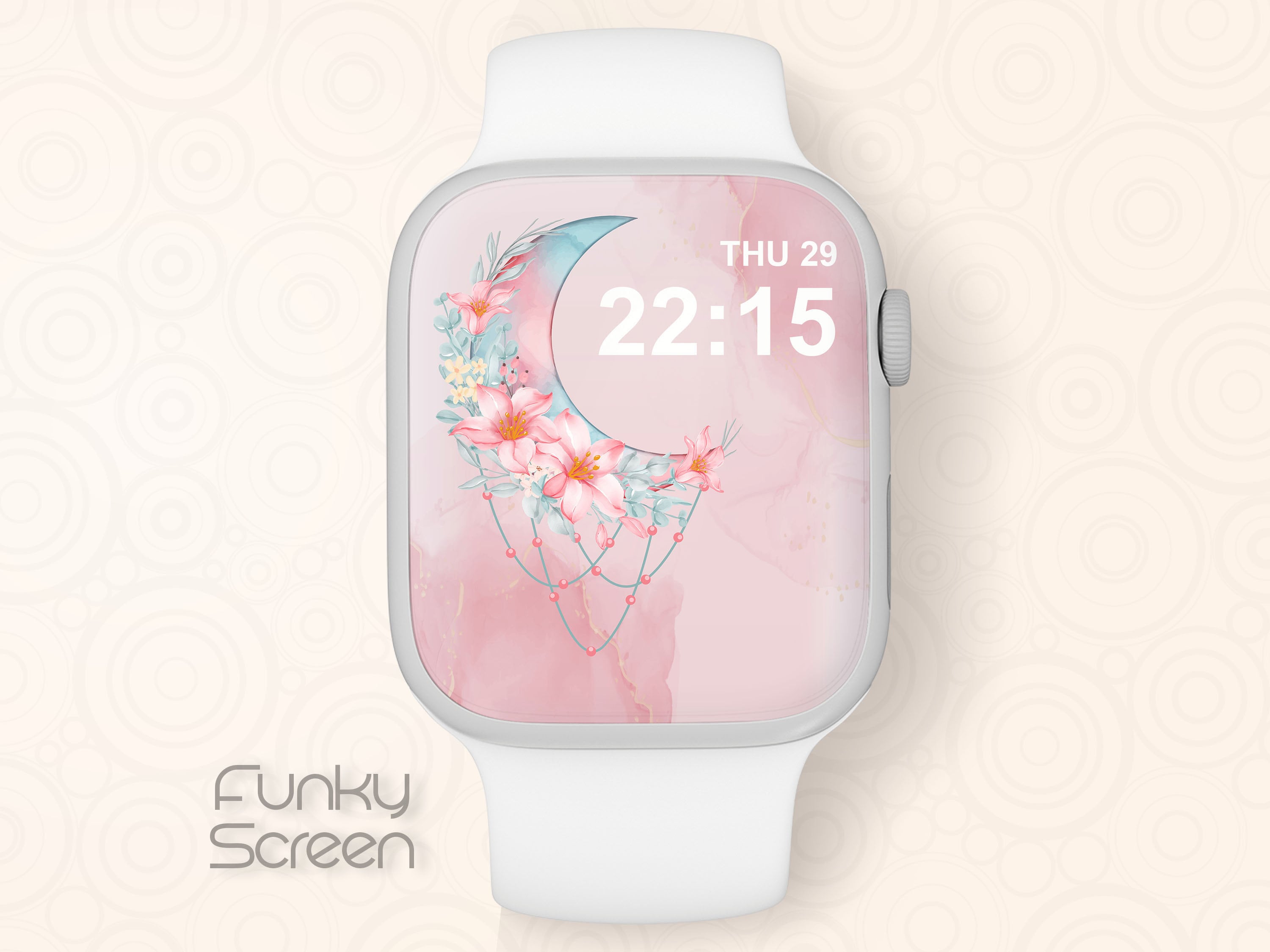 Girly Apple Watch Wallpaper, Pink Apple Watch Face for Girls, Pink Moon ...