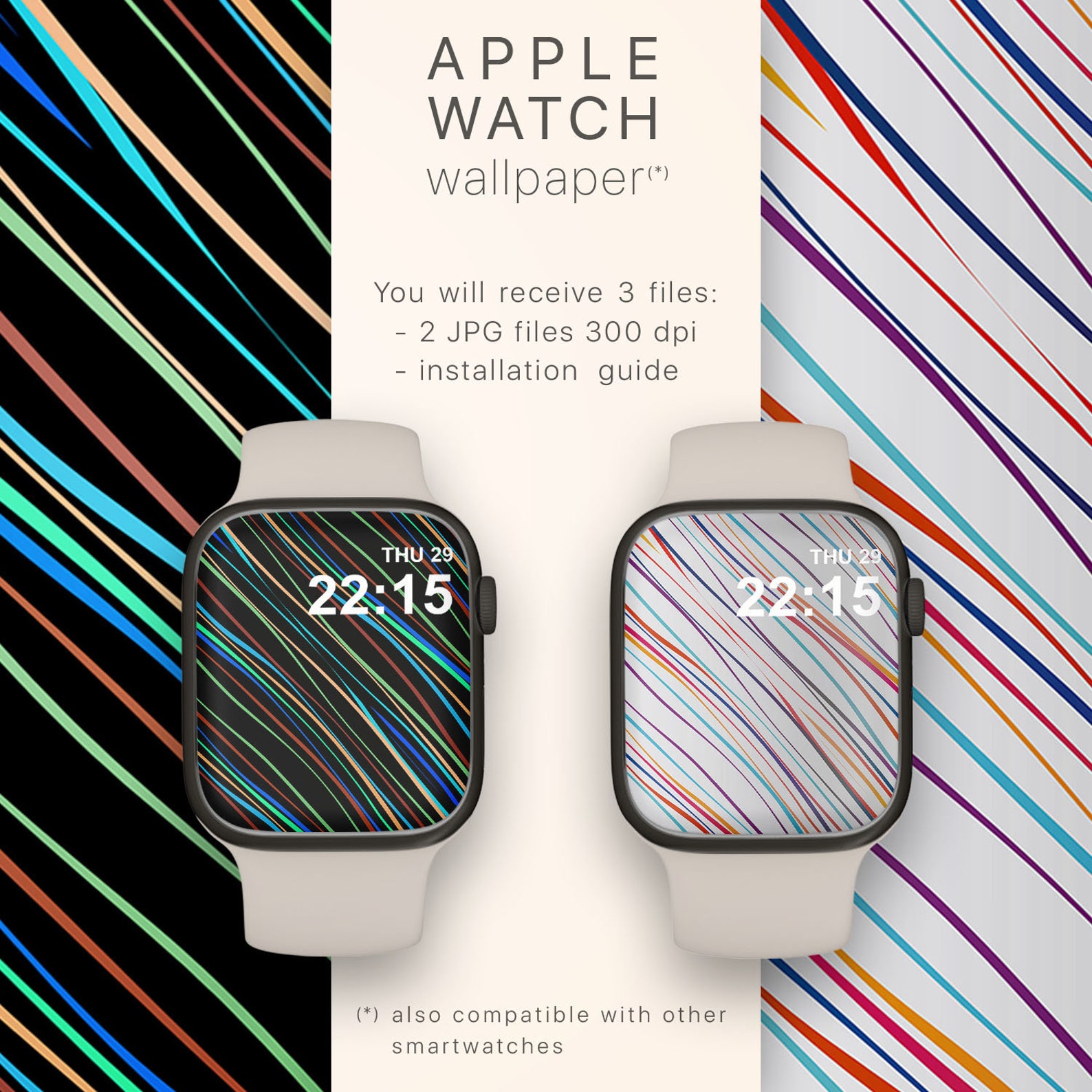Colorful Lines Smartwatch Background Colorful Apple Watch - Etsy