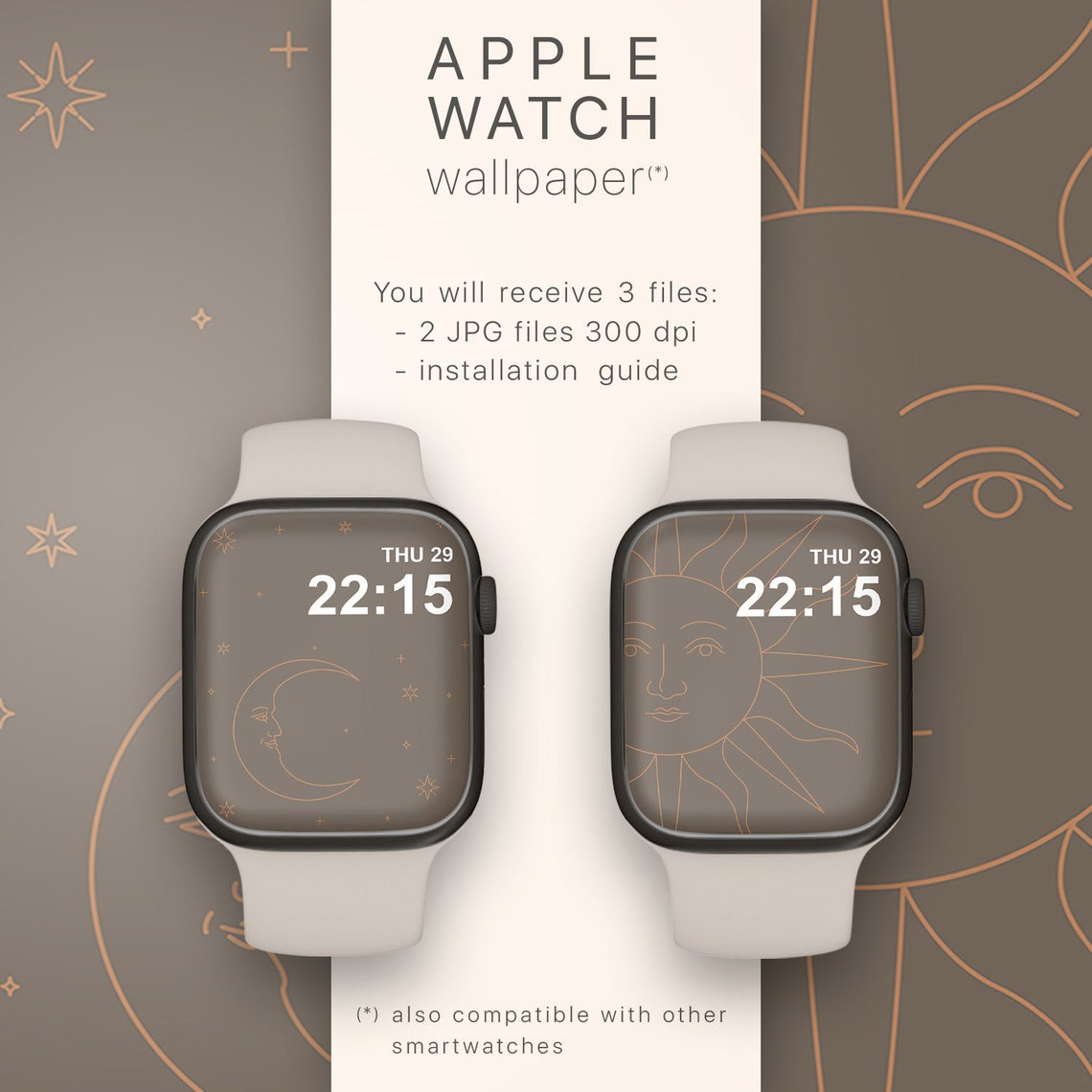 Brown Apple Watch Background, Sun and Moon Apple Watch Wallpapers ...