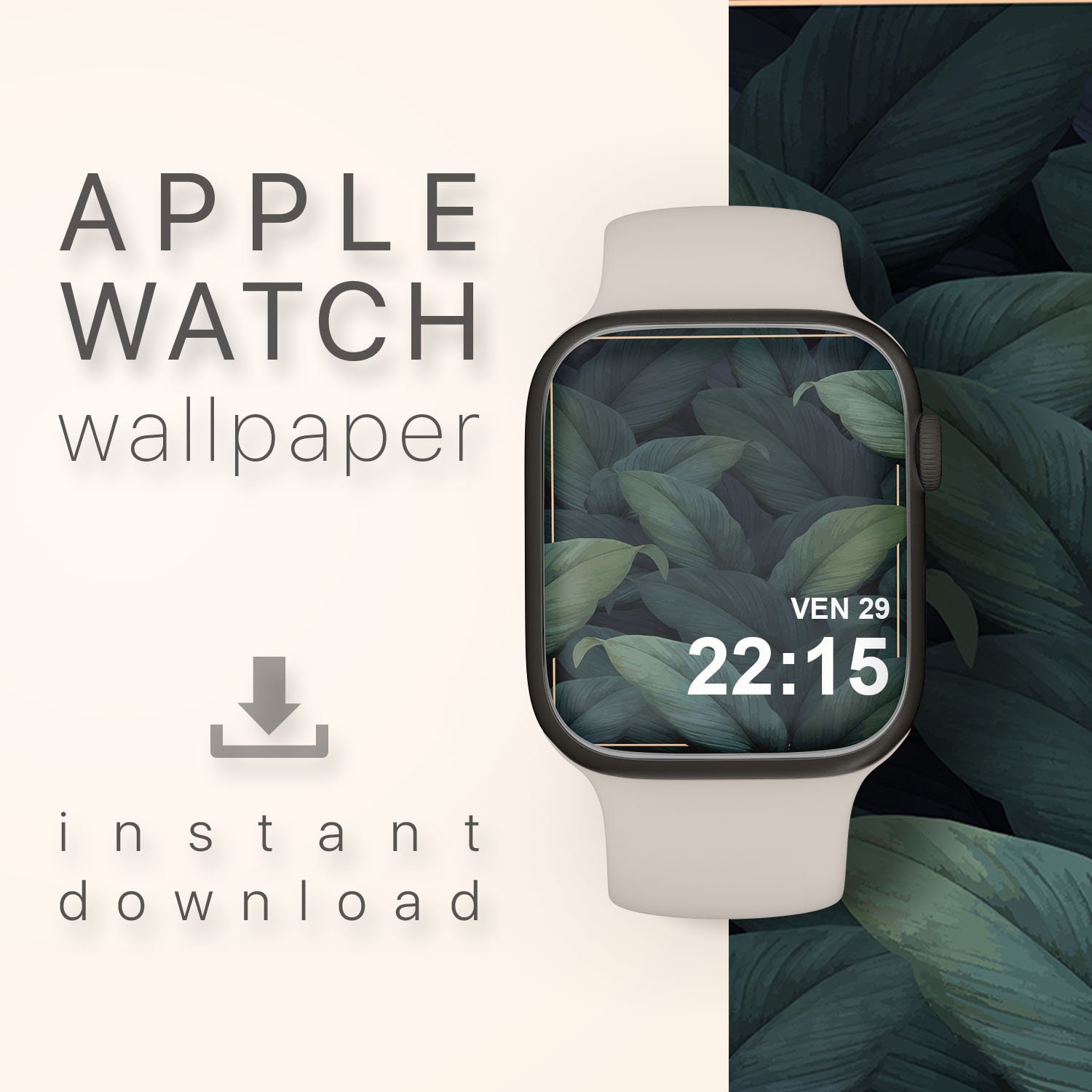 Tropical Leaves Apple Watch Wallpaper, Green Foliage Apple Watch Face ...