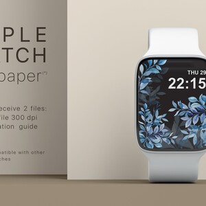 Floral Apple Watch Face Dark Blue Botanical Wallpaper Apple Watch ...