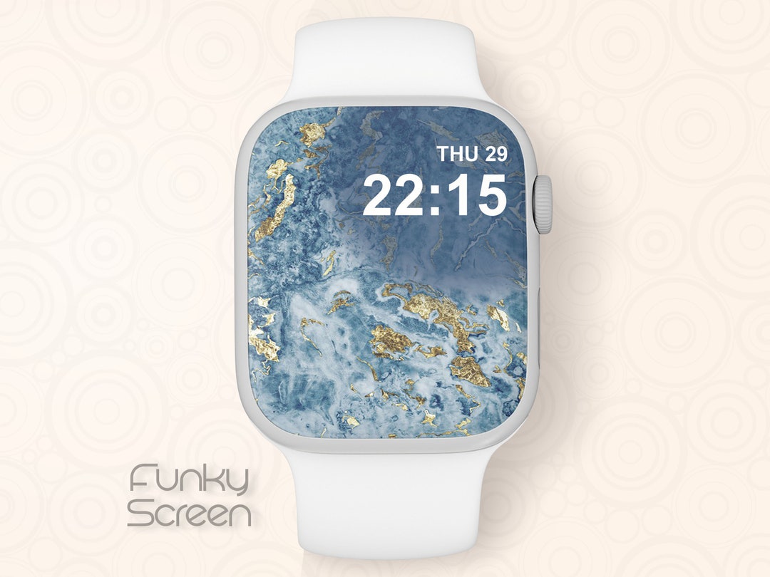 Elegant Apple Watch Face Wallpaper Blue Gold Marble Texture Smartwatch ...