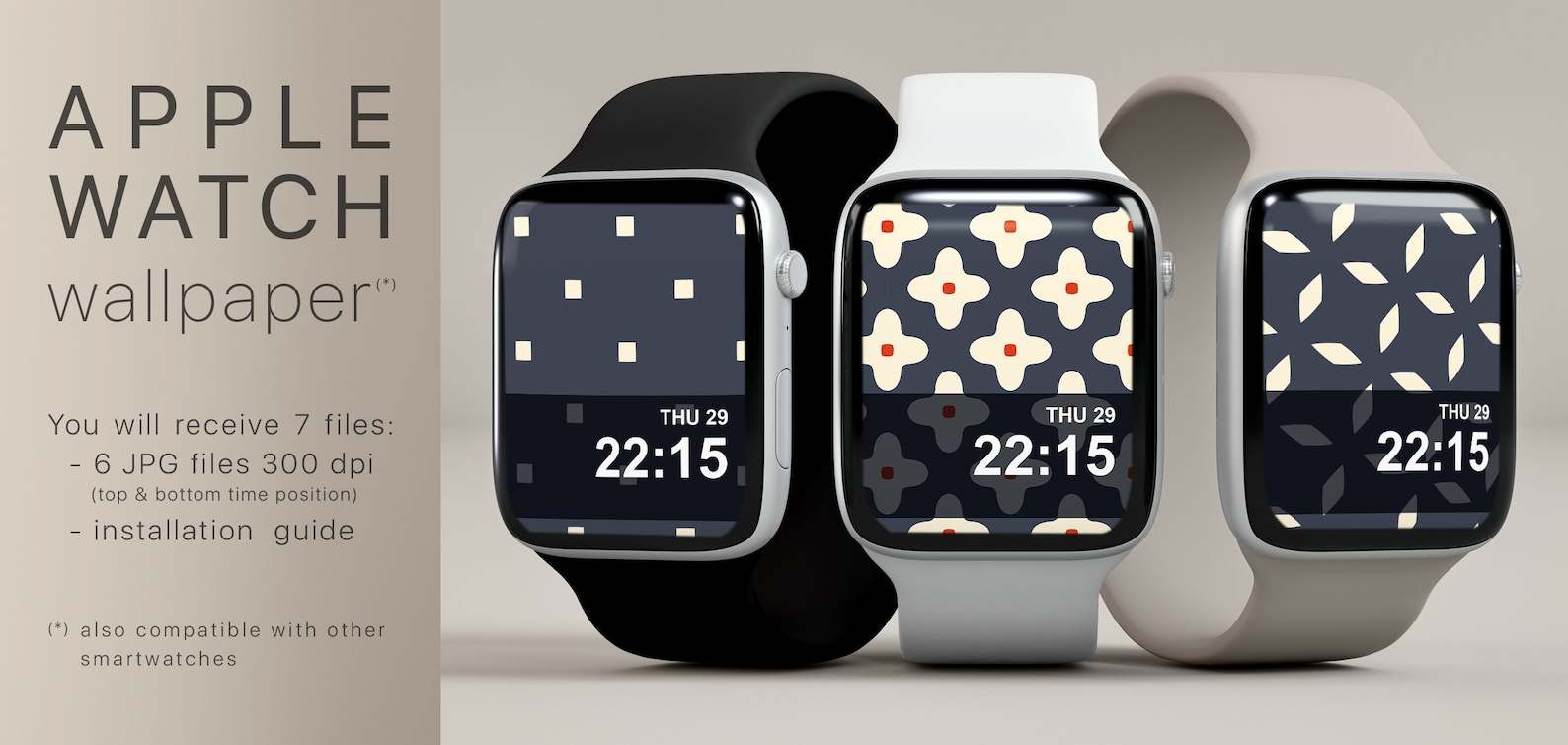 Apple Watch Wallpapers Bundle, Doodle Pattern Apple Watch Faces Watch ...
