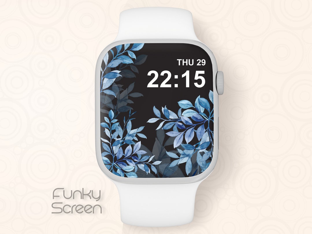 Floral Apple Watch Face Dark Blue Botanical Wallpaper Apple Watch ...