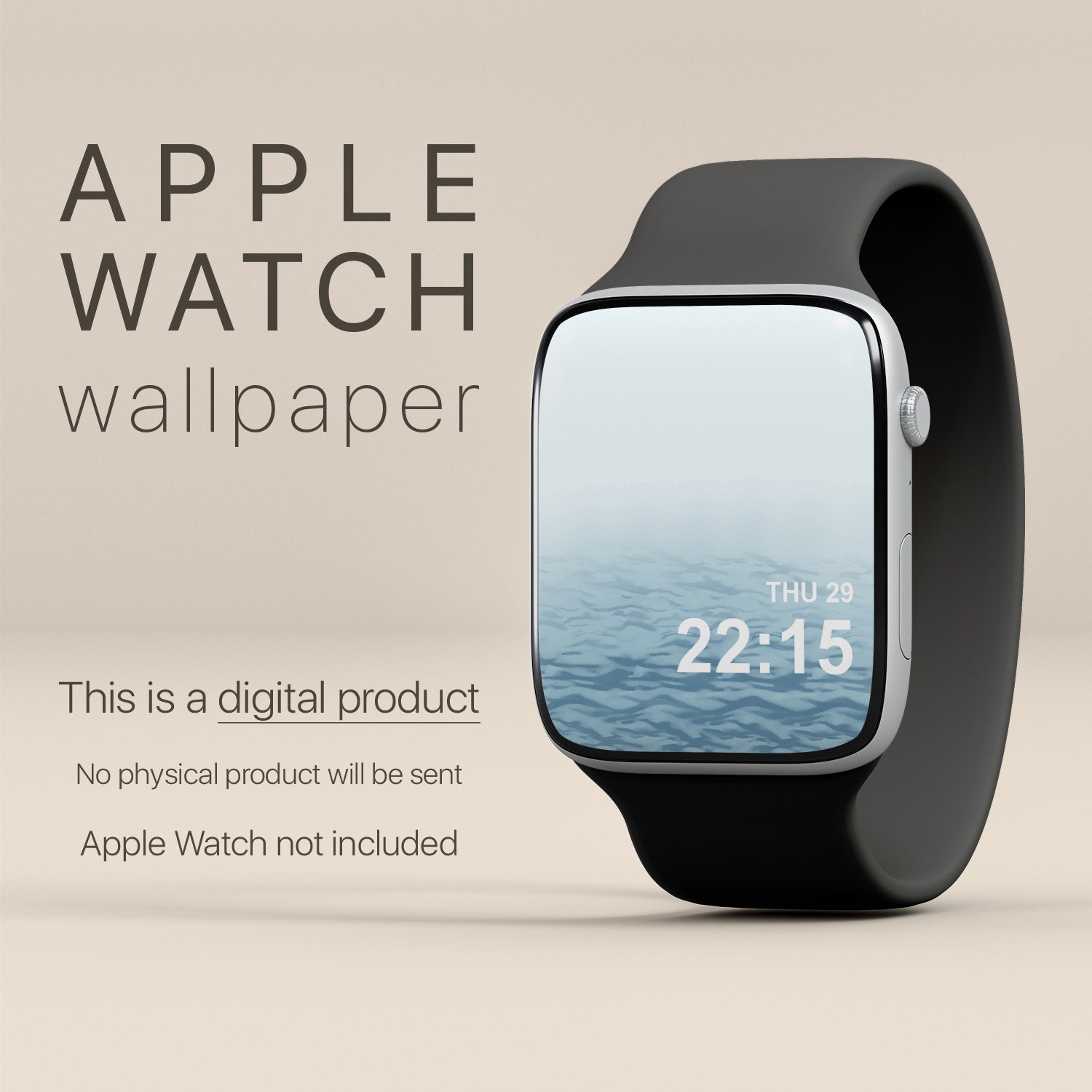 Blue Apple Watch Wallpaper Misty Sea Waves Watch Background Neutral ...