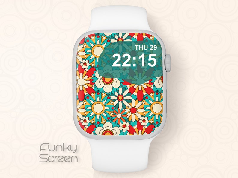 Retro Flowers Iwatch Face Design, Apple Watch Wallpaper Groovy Floral ...