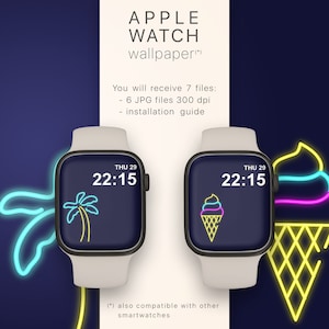 Neon Light Watch Face Bundle Apple Watch Wallpaper Set of 6 Iwatch Face ...