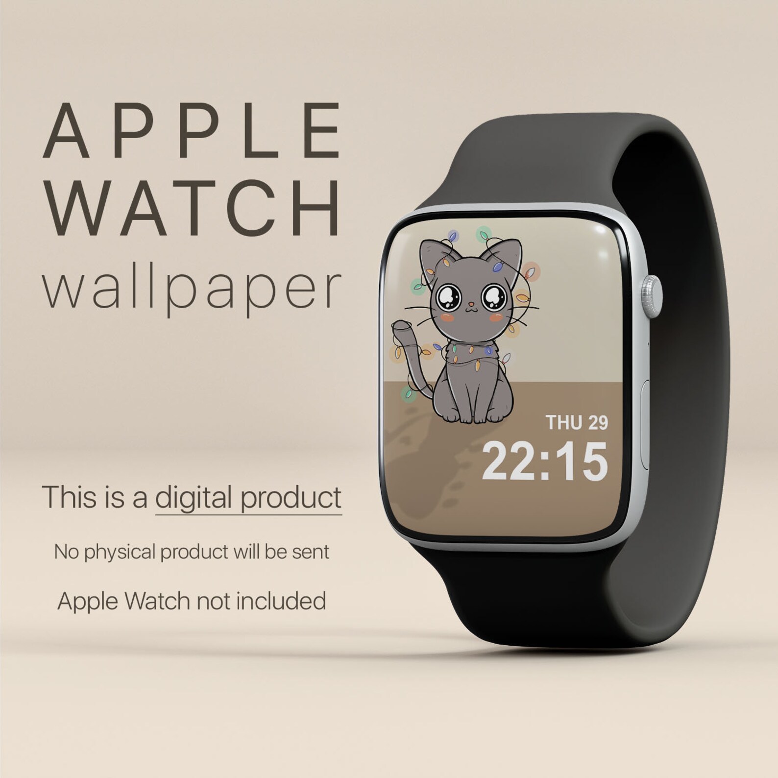 Christmas Lights Watch Face Cute Cat Smart Watch Screen - Etsy