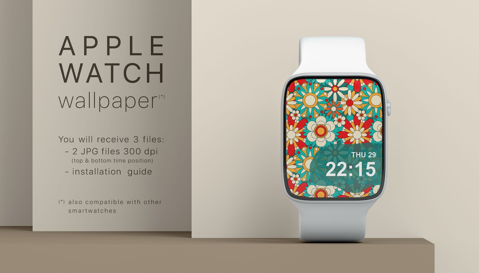 Retro Flowers Iwatch Face Design, Apple Watch Wallpaper Groovy Floral ...