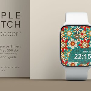 Retro Flowers Iwatch Face Design, Apple Watch Wallpaper Groovy Floral ...