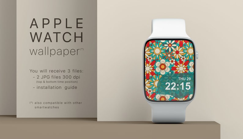 Retro Flowers Iwatch Face Design, Apple Watch Wallpaper Groovy Floral ...