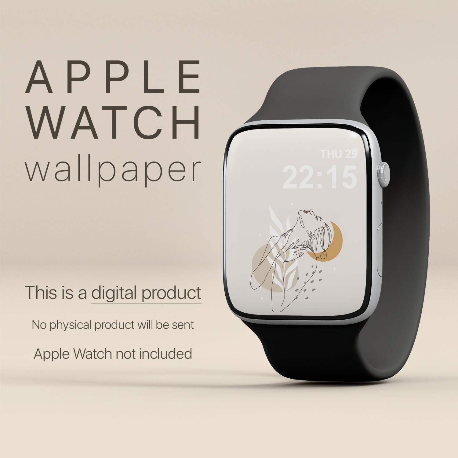 Set of 2 Woman Apple Watch Faces Beige Boho Smartwatch Wallpapers Woman ...