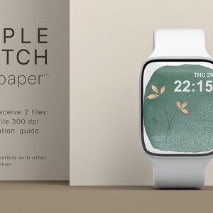 Watercolor Flower Watch Background Green Gold Watch Screen Apple Watch ...