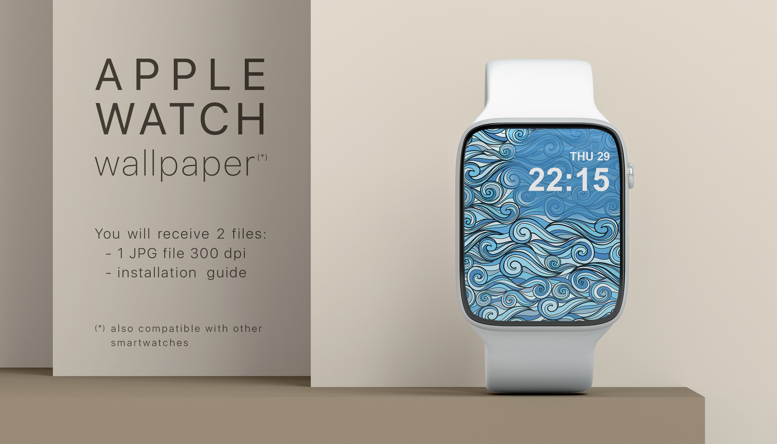 Waves Smartwatch Wallpaper Blue Swirl Apple Watch Face Art Design ...